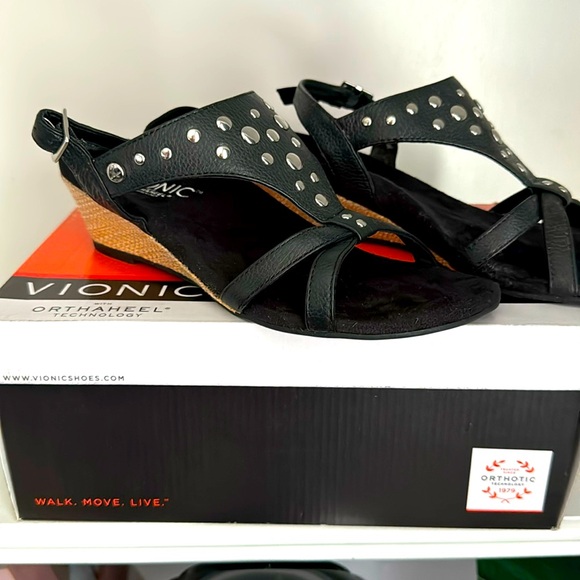 Vionic | Shoes | Vionic Catarina Orthaheel Black Studded Slingback ...